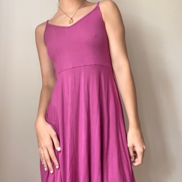 Dresses | Hot Pink Ribbed Tank Dress | Poshmark